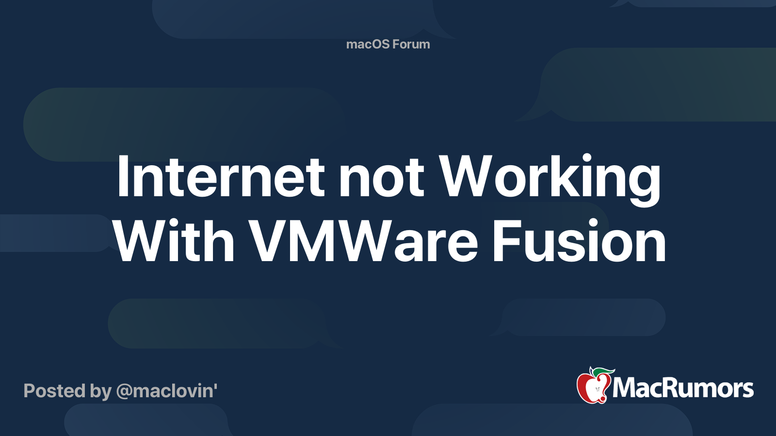 Internet not Working With VMWare Fusion | MacRumors Forums