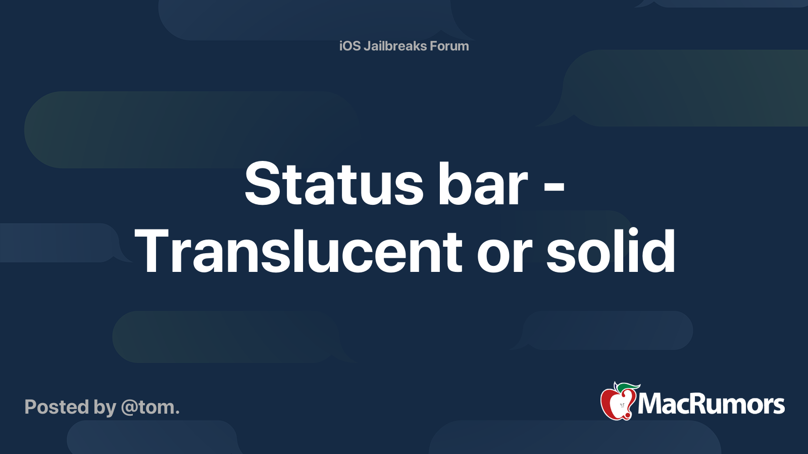Status bar - Translucent or solid | MacRumors Forums
