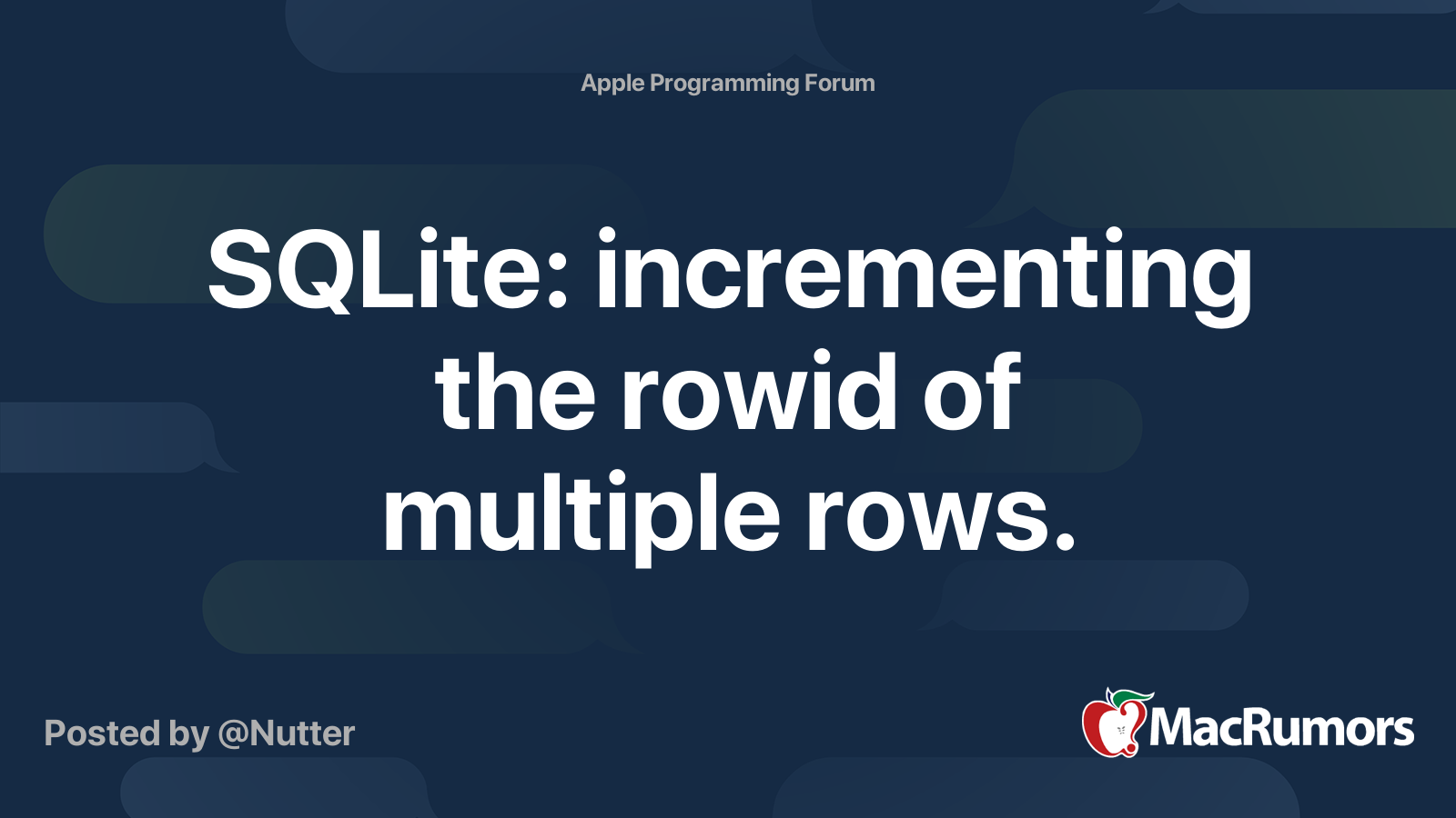 Sqlite Incrementing The Rowid Of Multiple Rows Macrumors Forums