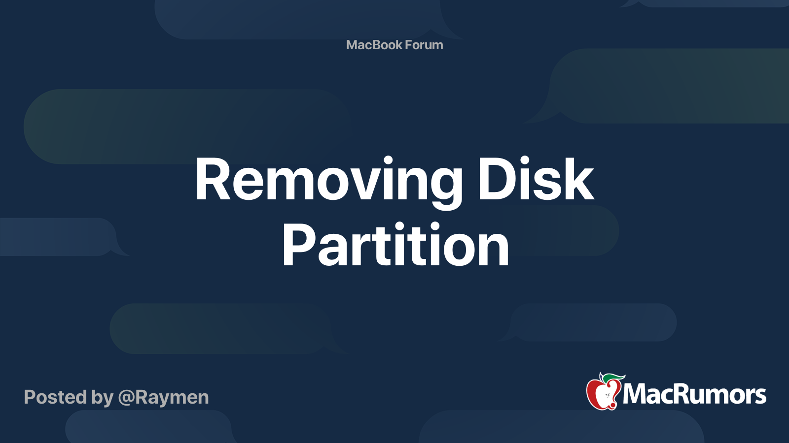 Removing Disk Partition Macrumors Forums