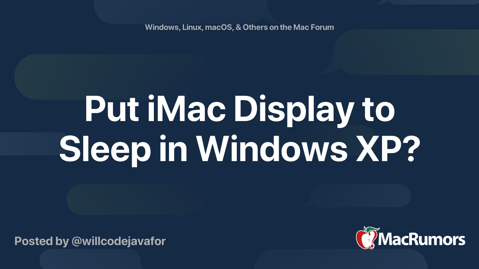 Put iMac Display to Sleep in Windows XP? | MacRumors Forums