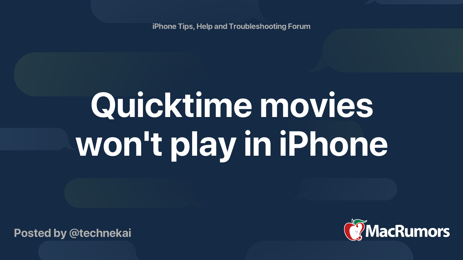 Quicktime movies won't play in iPhone | MacRumors Forums