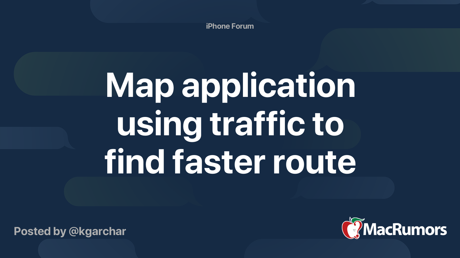 Map application using traffic to find faster route | MacRumors Forums