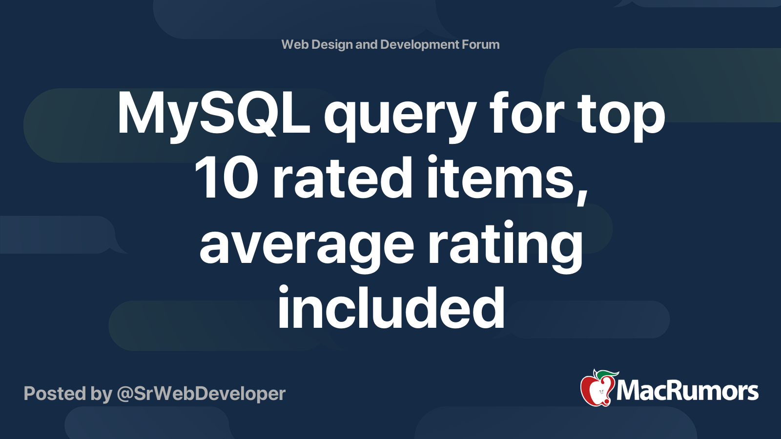 MySQL query for top 10 rated items, average rating included | MacRumors ...