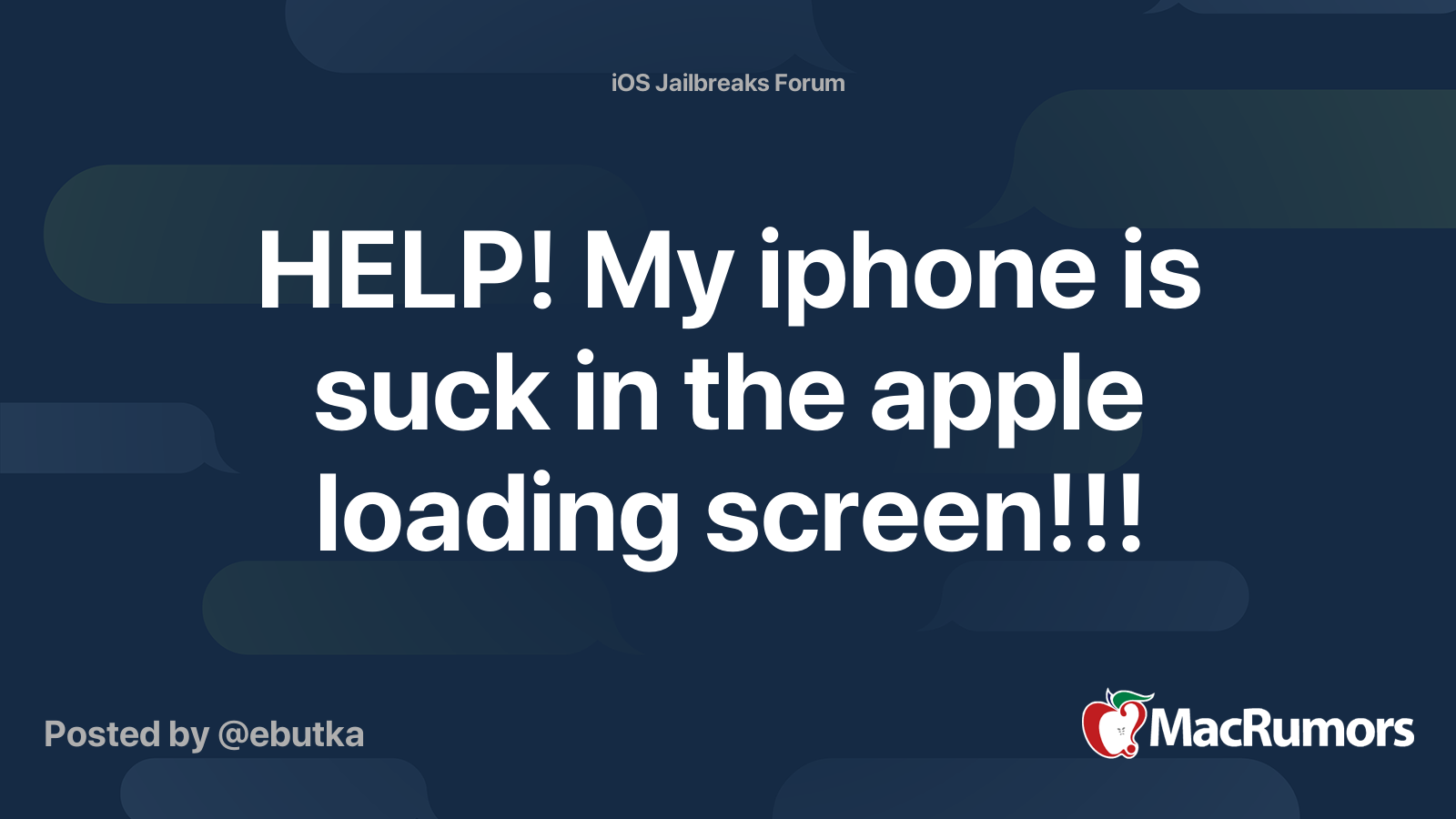 HELP! My iphone is suck in the apple loading screen!!! | MacRumors Forums