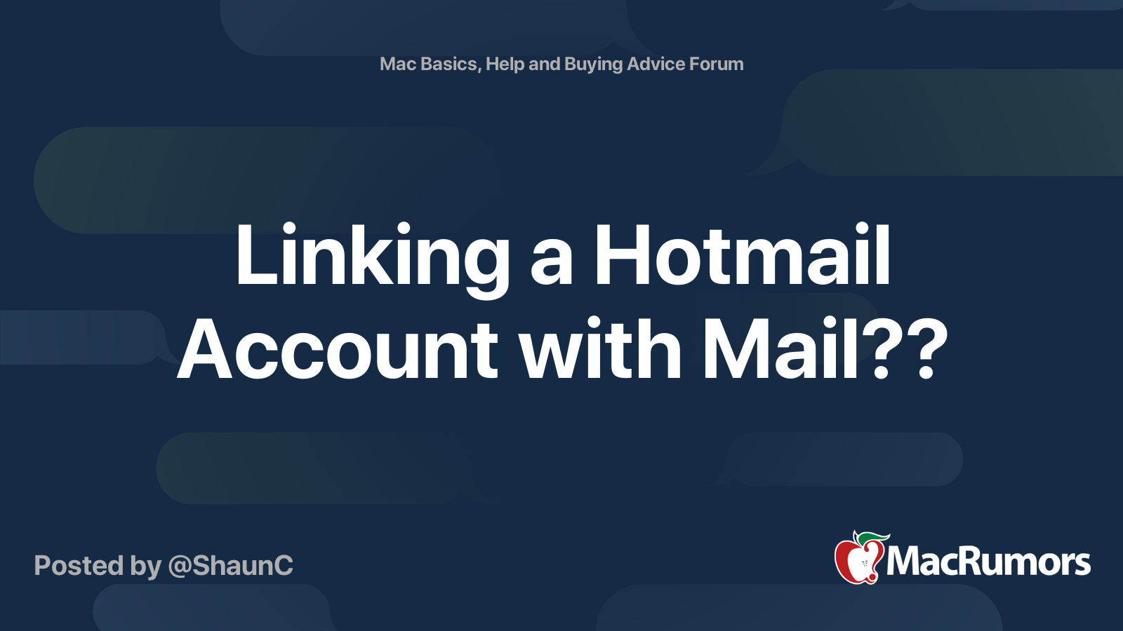 Linking a Hotmail Account with Mail?? | MacRumors Forums