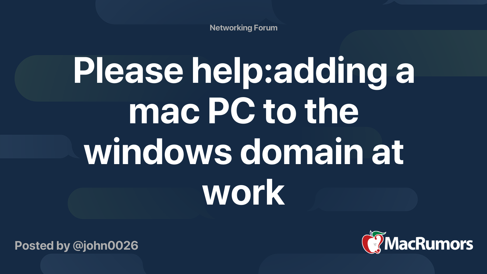 Please help:adding a mac PC to the windows domain at work | MacRumors ...