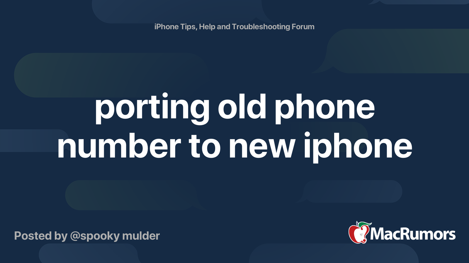 porting old phone number to new iphone | MacRumors Forums