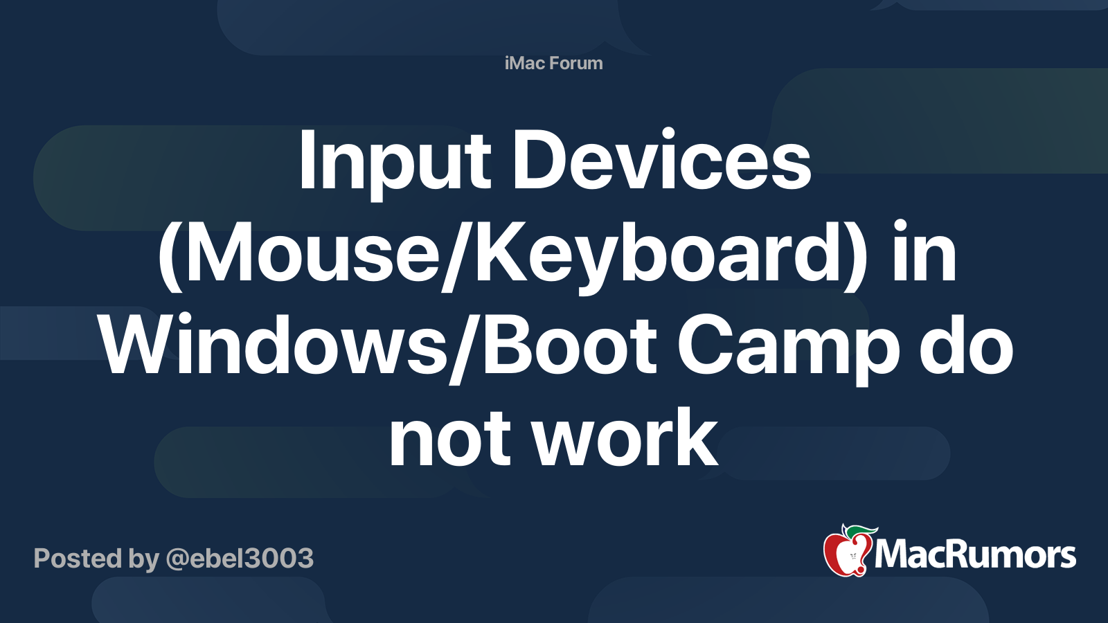 Input Devices (Mouse/Keyboard) in Windows/Boot Camp do not work | MacRumors Forums