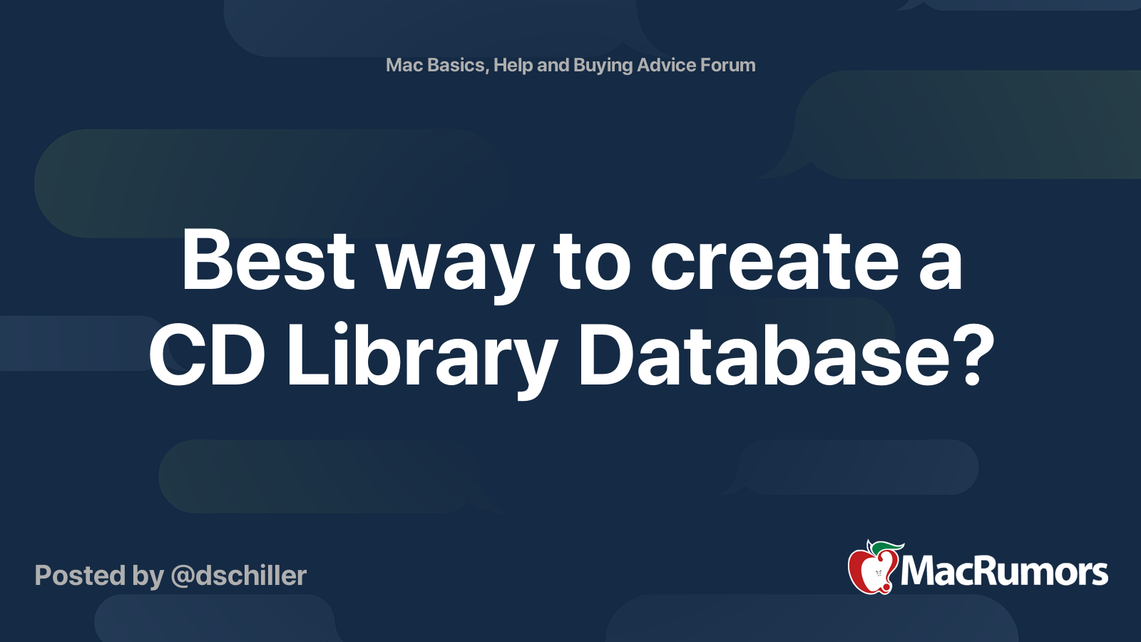 Best way to create a CD Library Database? | MacRumors Forums