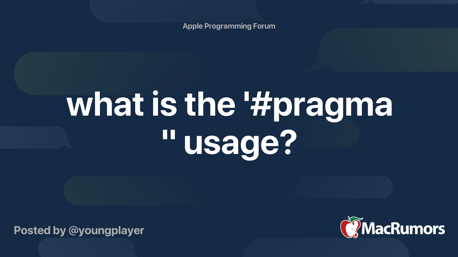 what is the '#pragma '' usage? | MacRumors Forums