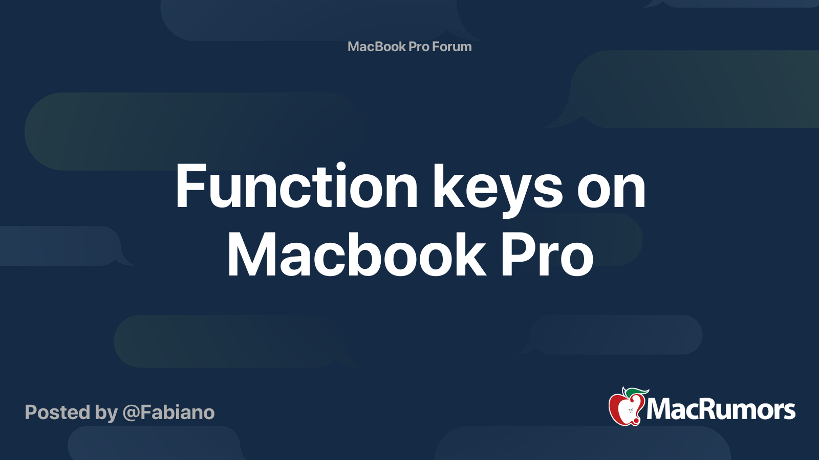 Function keys on Macbook Pro | MacRumors Forums