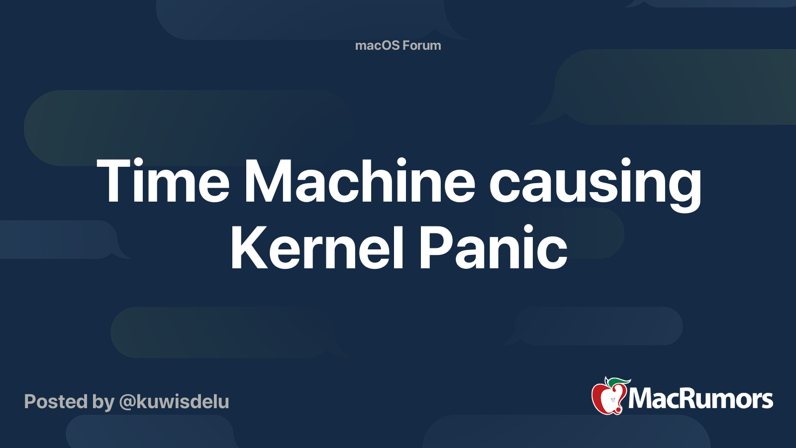 Time Machine causing Kernel Panic | MacRumors Forums