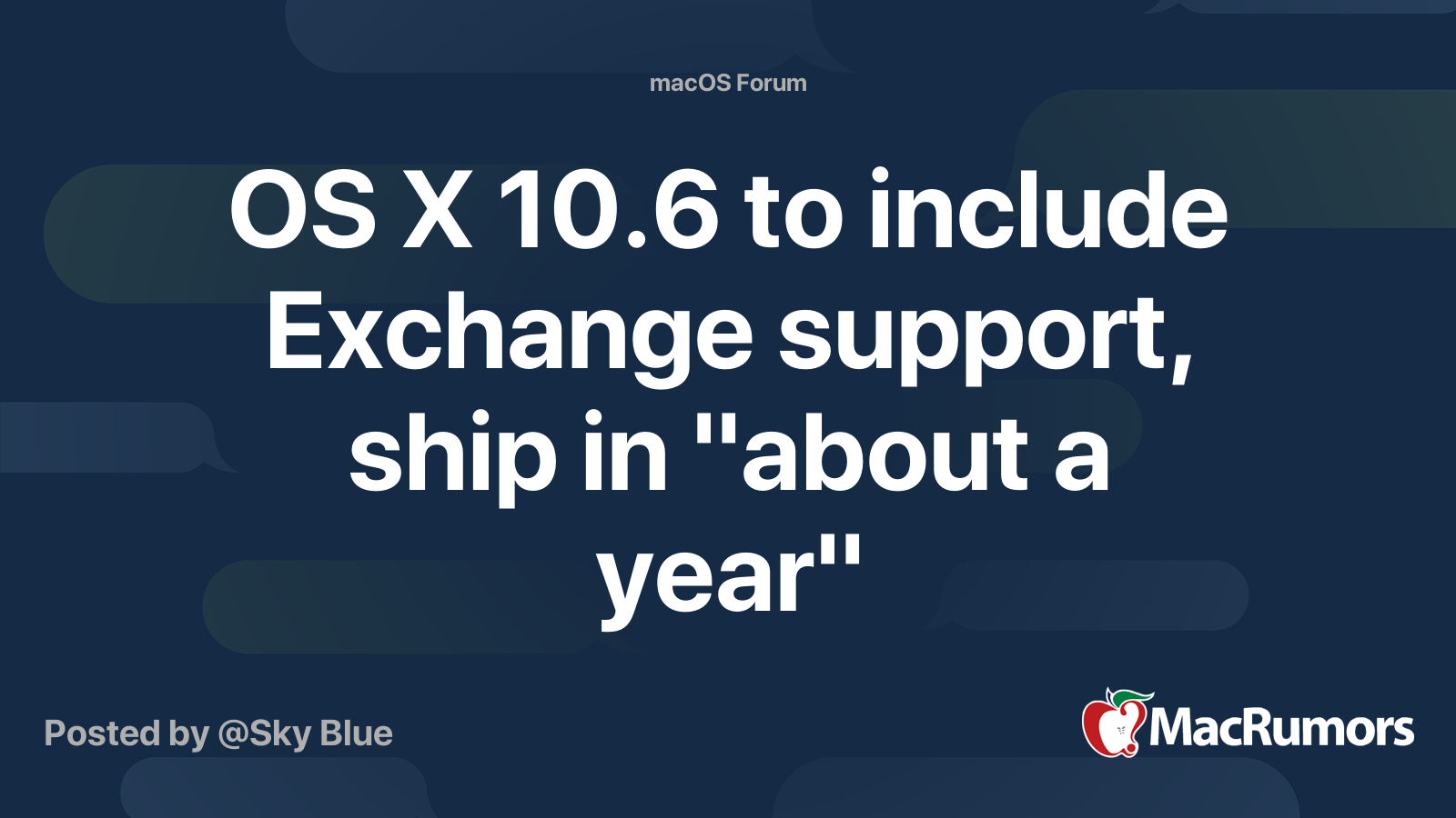 OS X 10.6 to include Exchange support, ship in "about a year ...