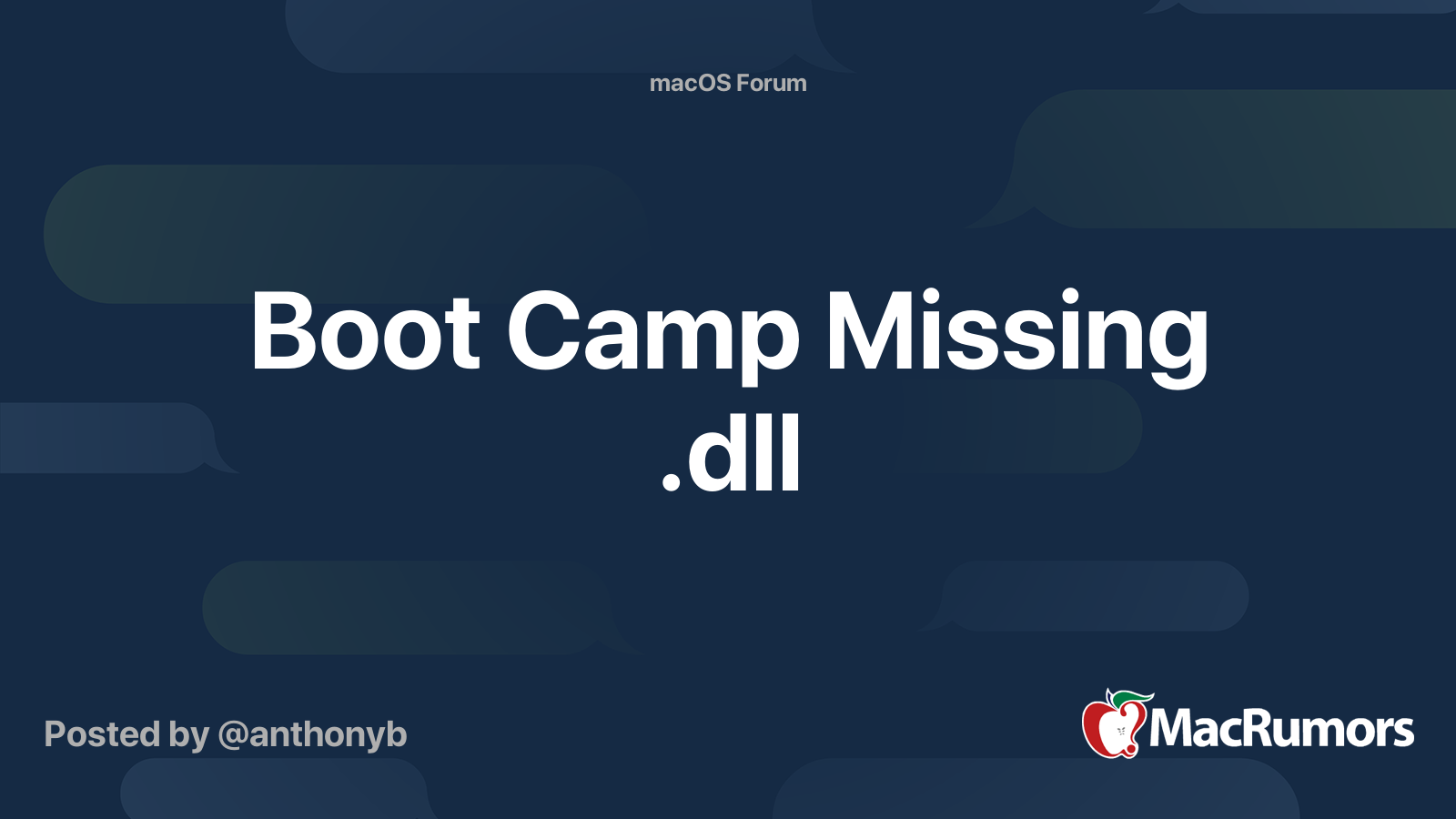 Boot Camp Missing .dll | MacRumors Forums