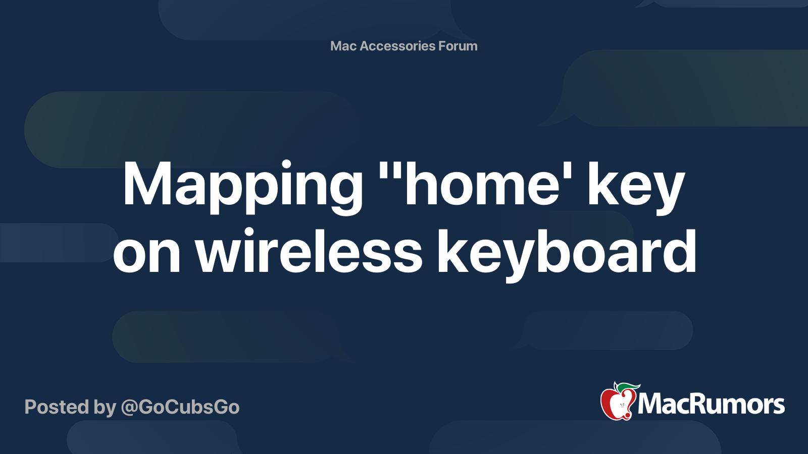 Mapping "home' key on wireless keyboard | MacRumors Forums