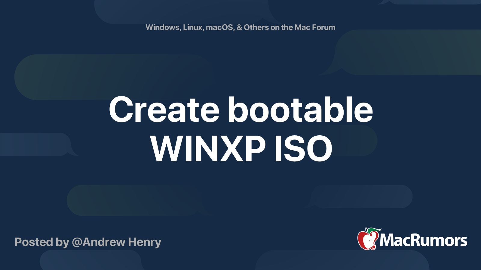 Create bootable WINXP ISO | MacRumors Forums
