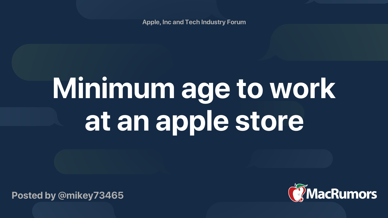 Minimum age to work at an apple store | MacRumors Forums