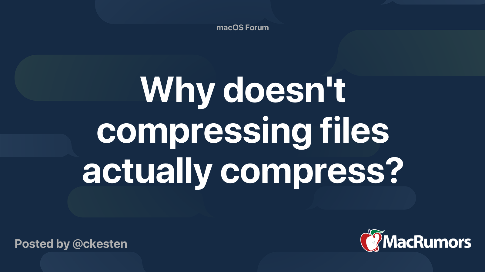 Why doesn't compressing files actually compress? | MacRumors Forums