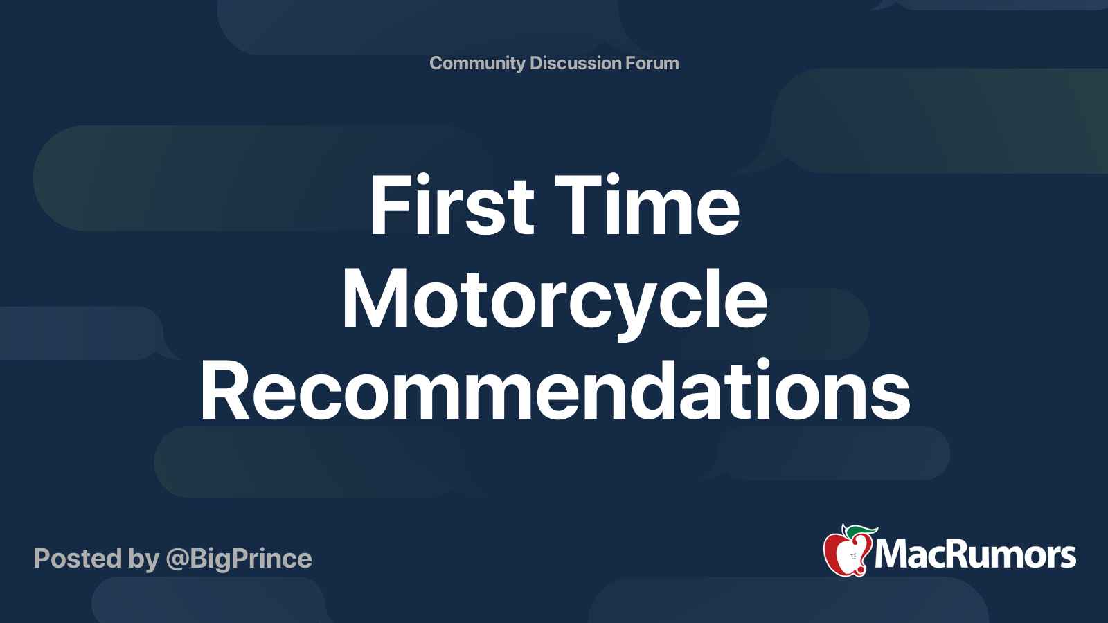 First Time Motorcycle Recommendations | MacRumors Forums