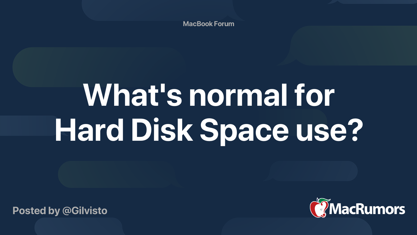 What's normal for Hard Disk Space use? | MacRumors Forums