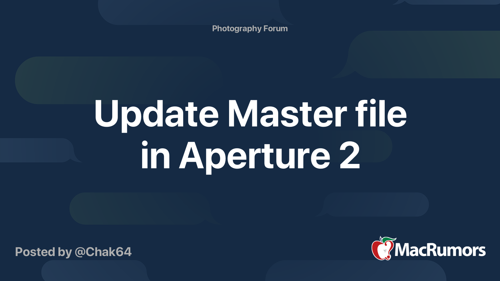 Update Master file in Aperture 2 | MacRumors Forums