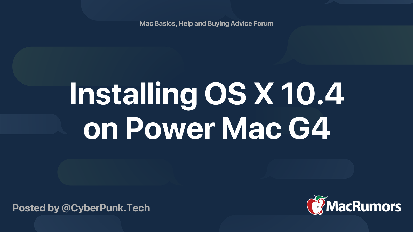 Installing OS X 10.4 on Power Mac G4 | MacRumors Forums