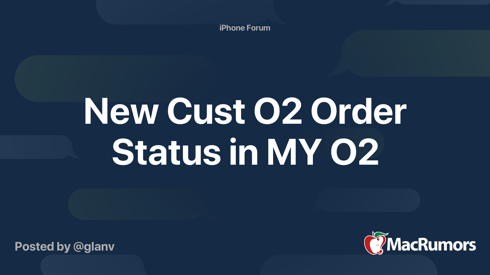 New Cust O2 Order Status in MY O2 | MacRumors Forums