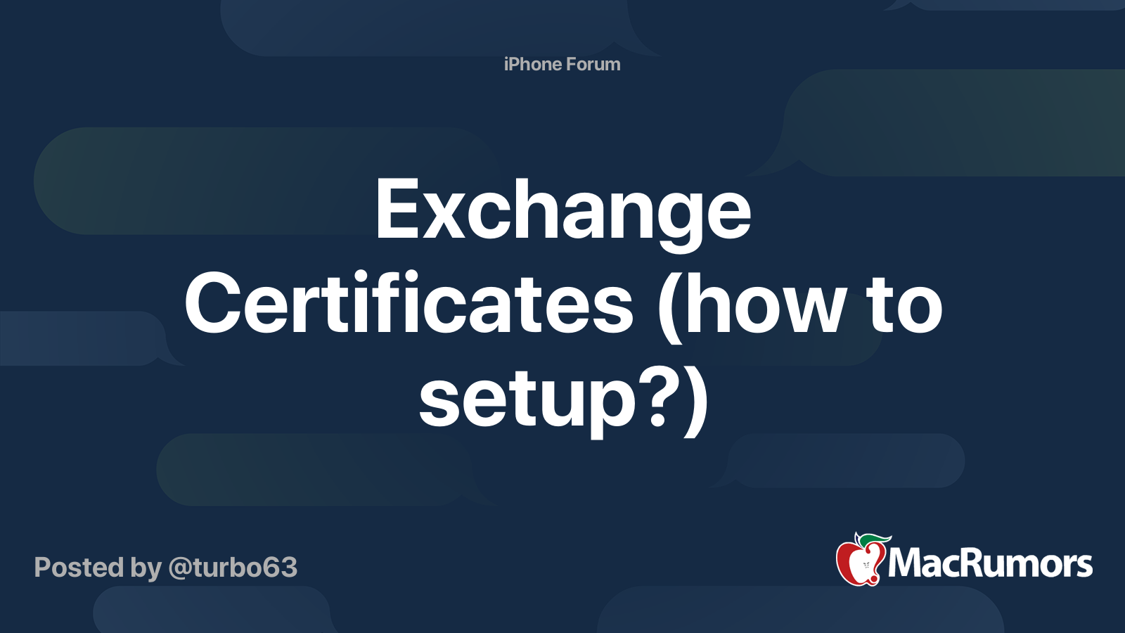 Exchange Certificates (how to setup?) | MacRumors Forums