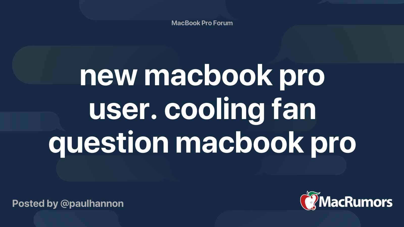 new macbook pro user. cooling fan question macbook pro | MacRumors Forums