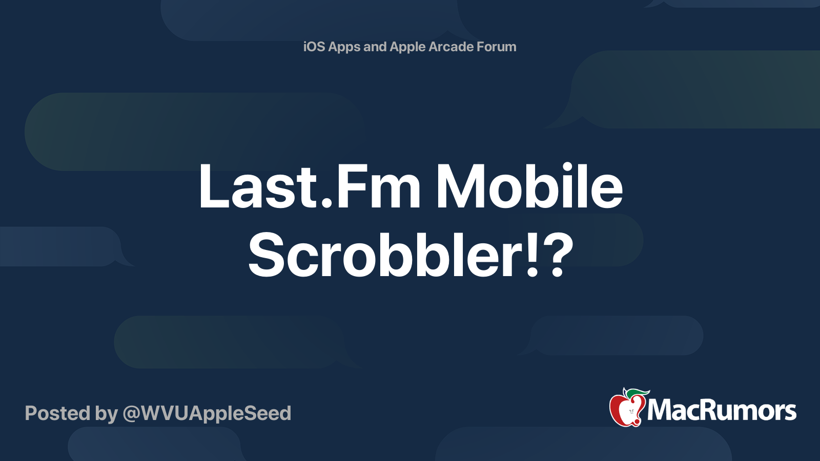 Last.Fm Mobile Scrobbler!? | MacRumors Forums
