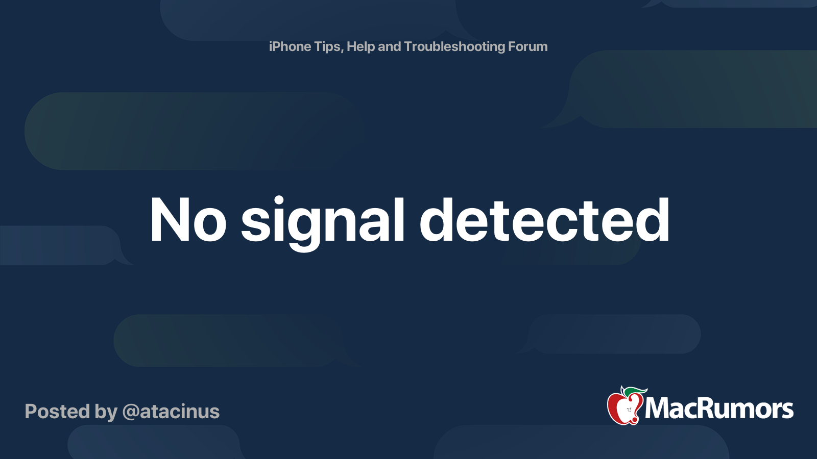 No signal detected | MacRumors Forums