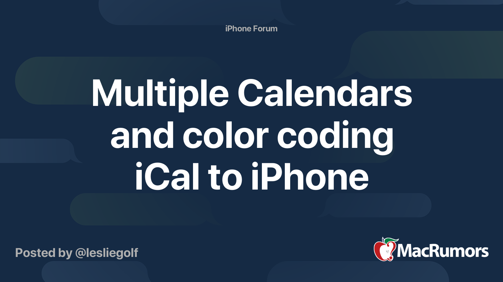Multiple Calendars and color coding iCal to iPhone | MacRumors Forums