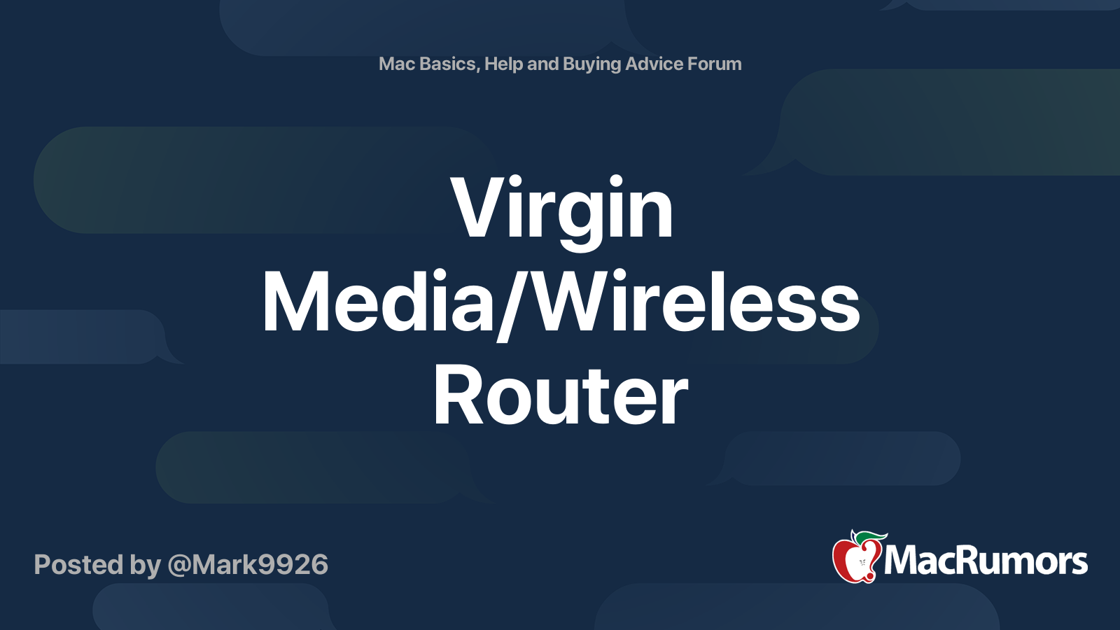 Virgin Media/Wireless Router | MacRumors Forums