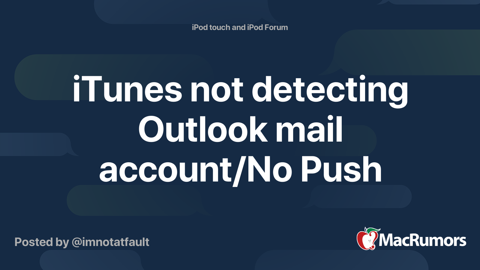 iTunes not detecting Outlook mail account/No Push | MacRumors Forums