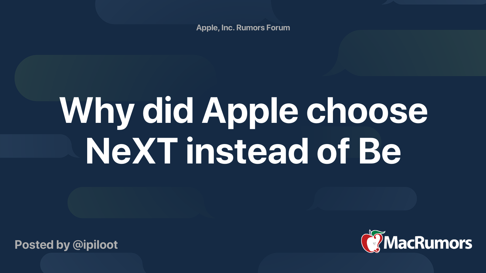 Why did Apple choose NeXT instead of Be | MacRumors Forums
