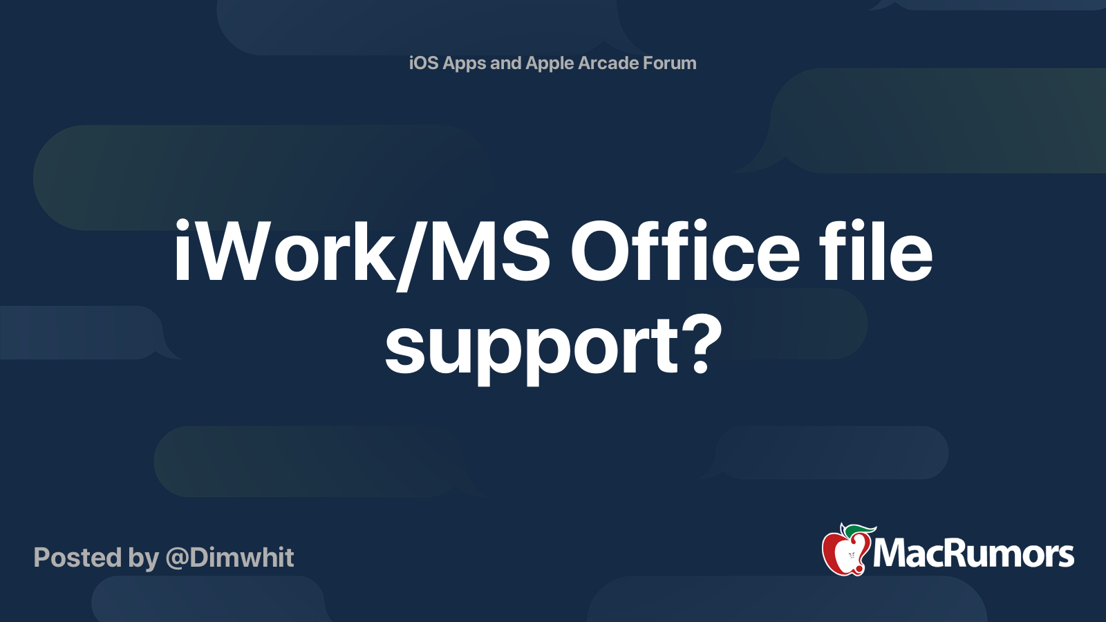 iWork/MS Office file support? | MacRumors Forums