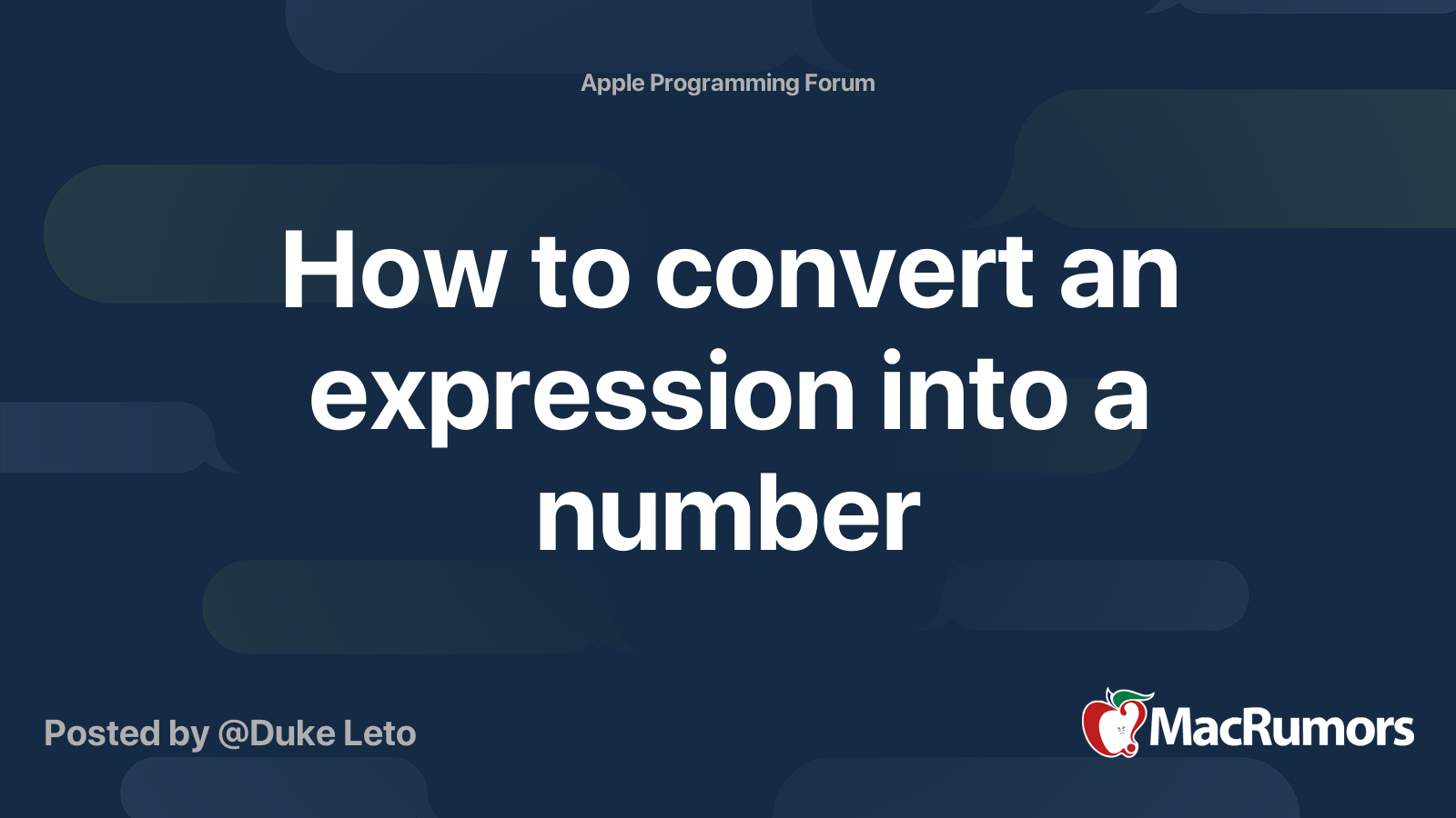 How to convert an expression into a number | MacRumors Forums