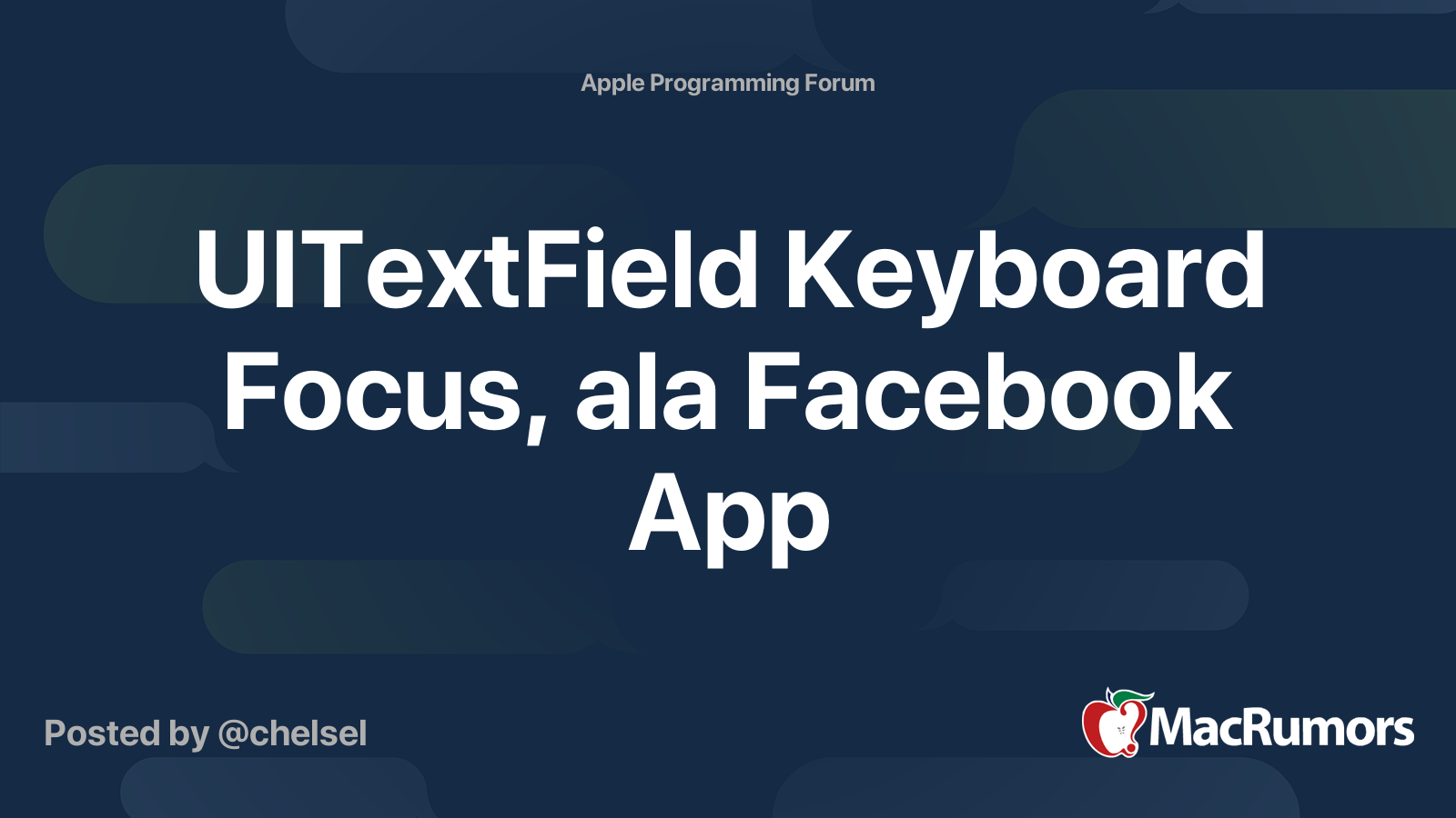 UITextField Keyboard Focus, ala Facebook App | MacRumors Forums