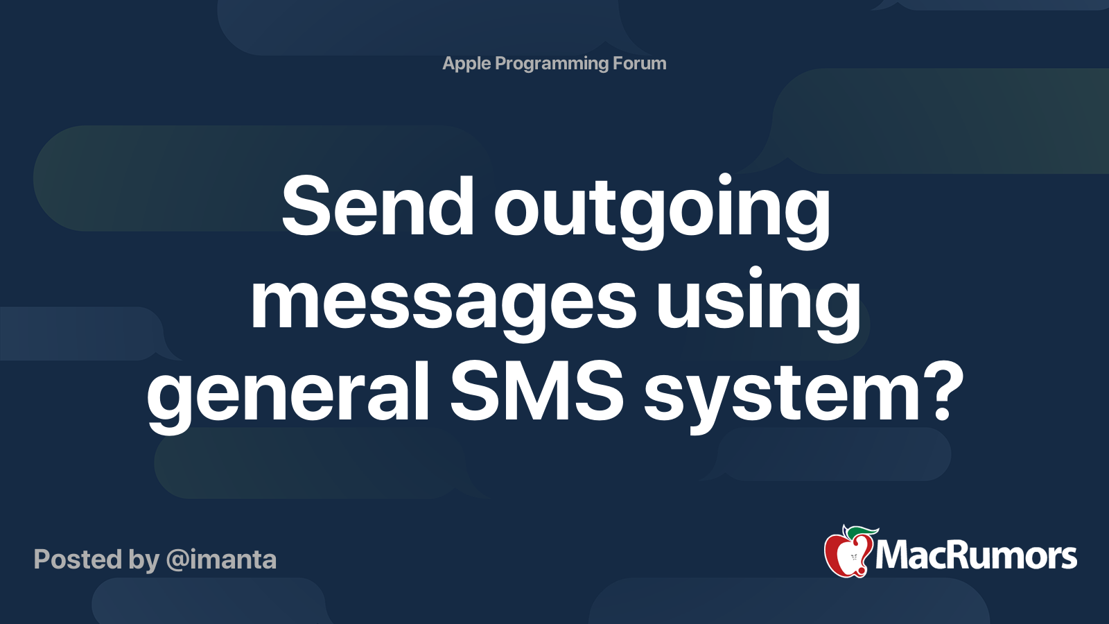 Send outgoing messages using general SMS system? | MacRumors Forums