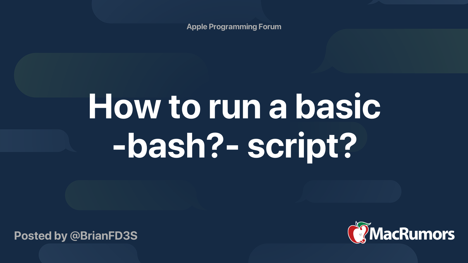 How To Run A Basic Bash Script Macrumors Forums