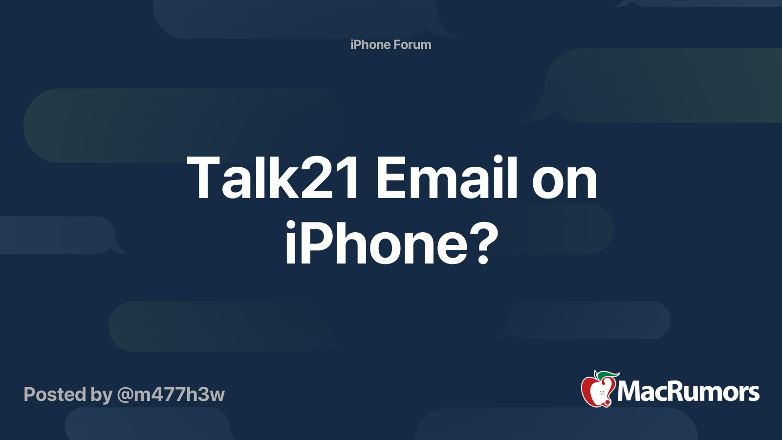 Talk21 Email on iPhone? | MacRumors Forums