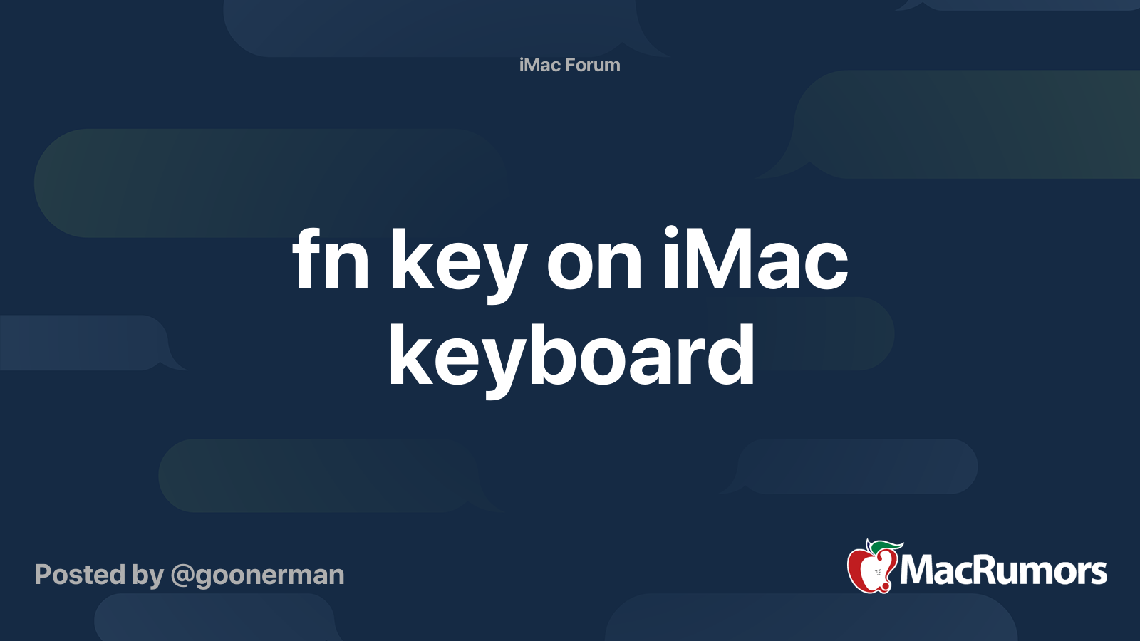fn key on iMac keyboard | MacRumors Forums