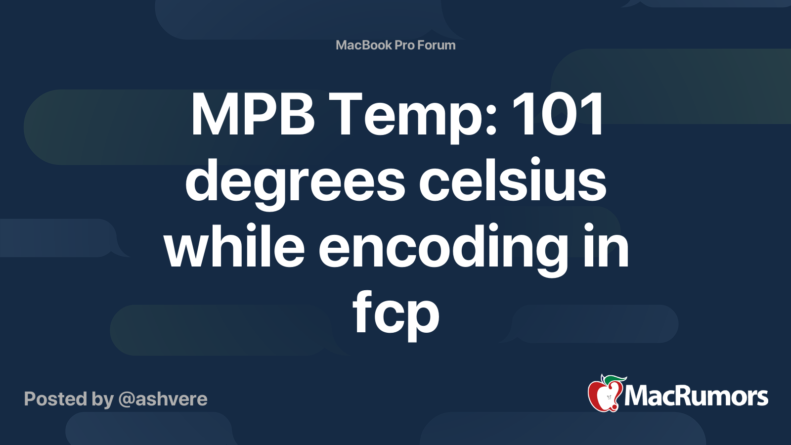 MPB Temp: 101 degrees celsius while encoding in fcp | MacRumors Forums