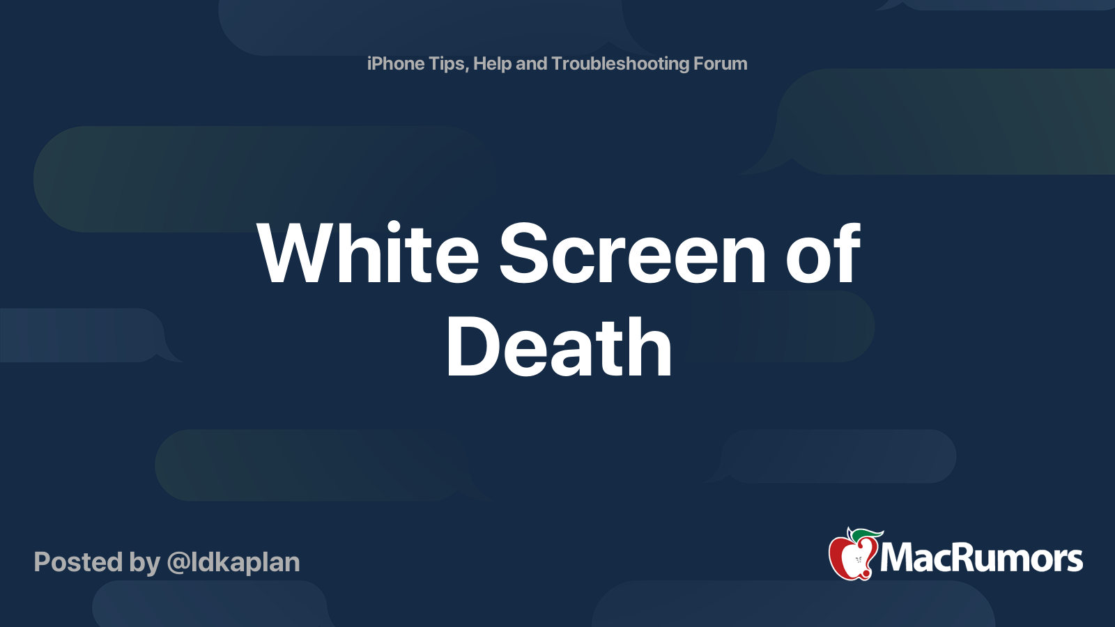 White Screen of Death | MacRumors Forums
