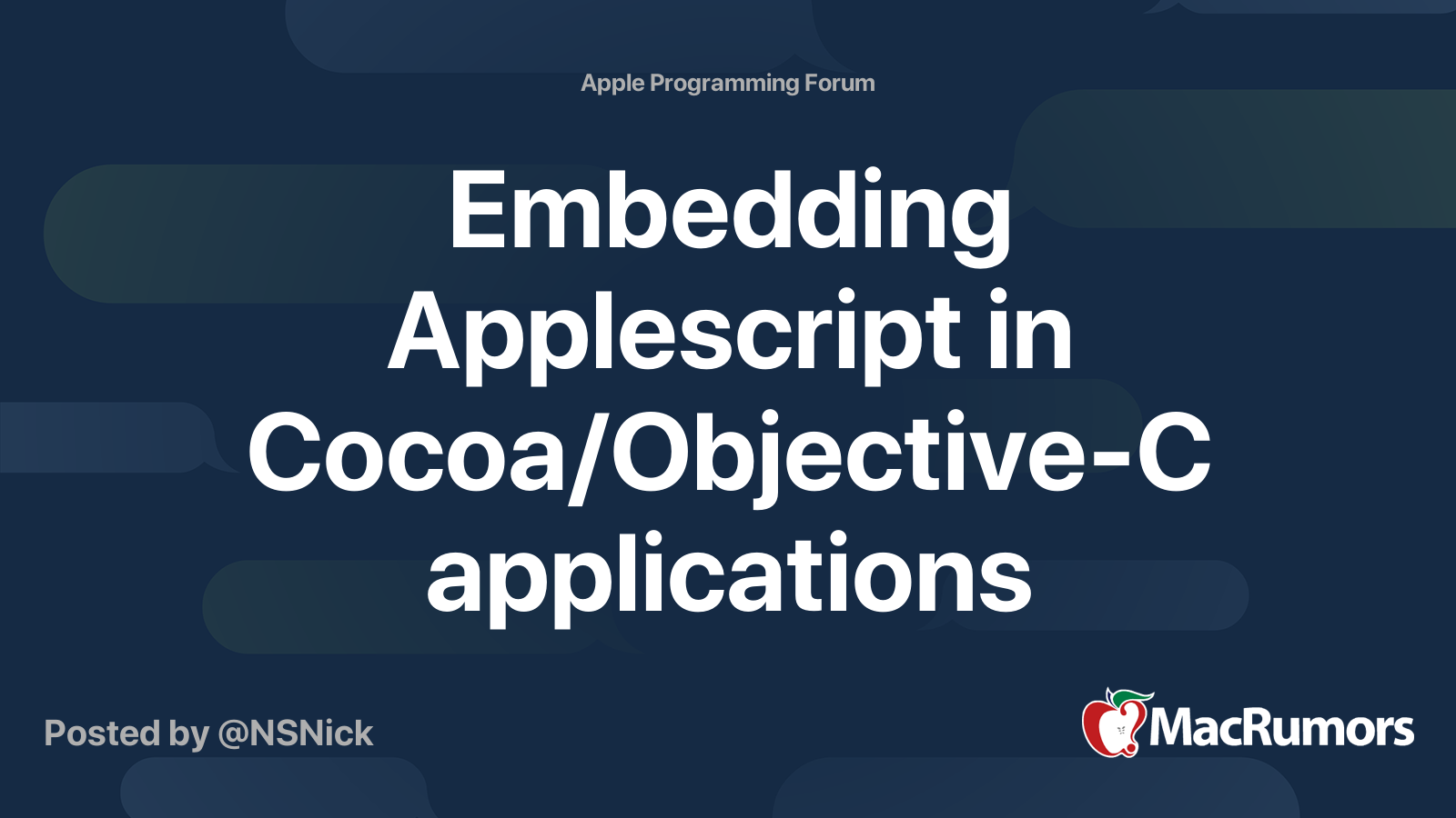 Embedding Applescript In Cocoaobjective C Applications Macrumors Forums 