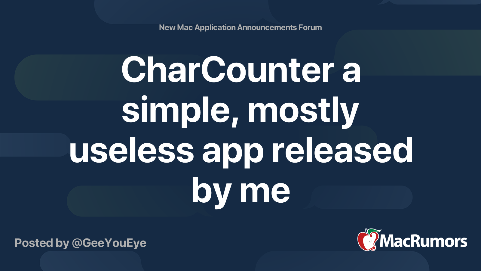 CharCounter a simple, mostly useless app released by me | MacRumors Forums