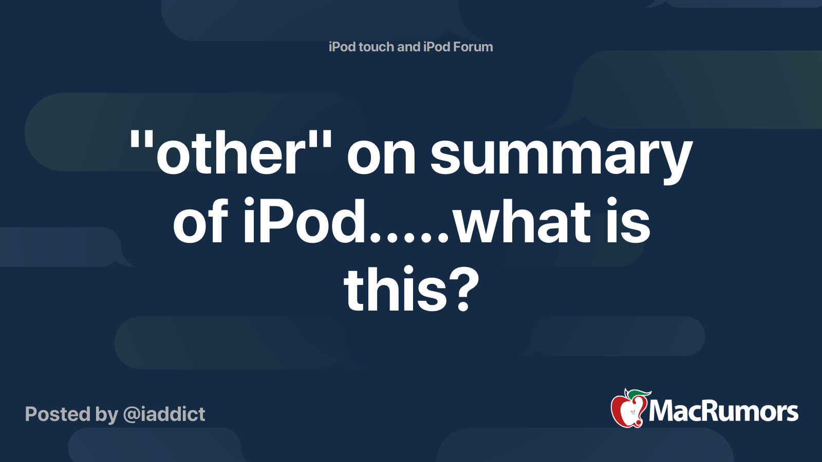 "other" on summary of iPod.....what is this? | MacRumors Forums