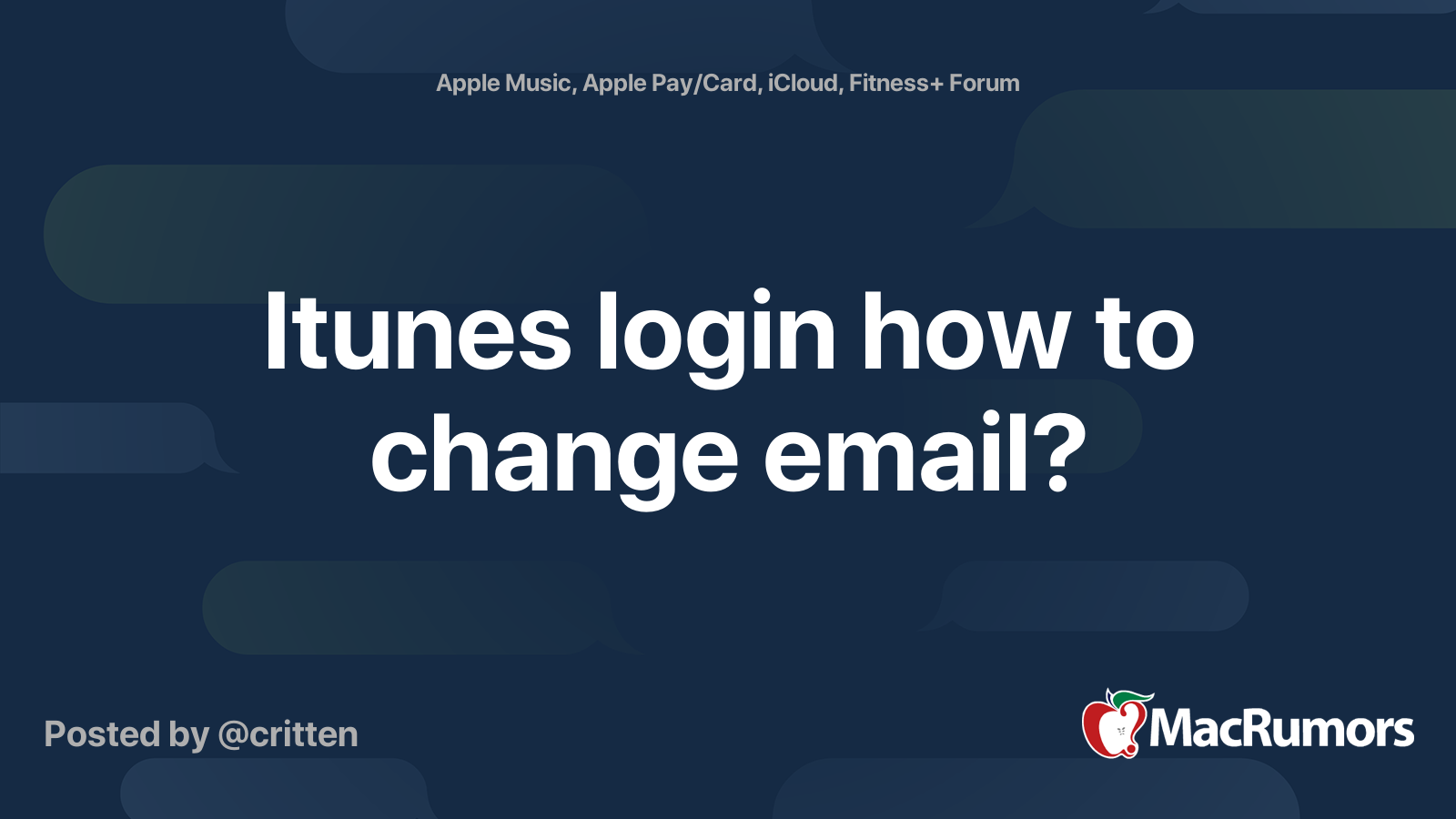 Itunes login how to change email? | MacRumors Forums