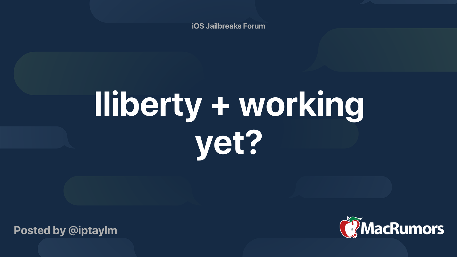 Iliberty + working yet? | MacRumors Forums